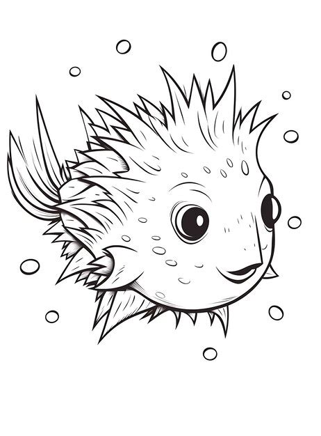 Puffer Fish Coloring Page Image Premium Ai Generated Image