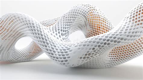 Abstract White Mesh Structure Curved Design With Perforated Surface And