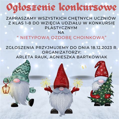 Nietypowa ozdoba choinkowa konkurs Szkoła Podstawowa nr 2 im