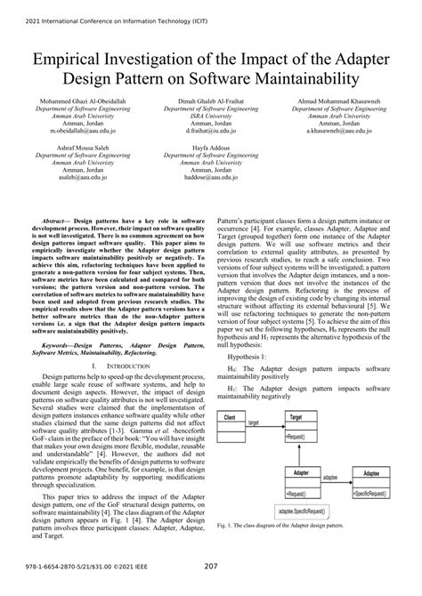 Pdf Empirical Investigation Of The Impact Of The Adapter Design Pattern On Software