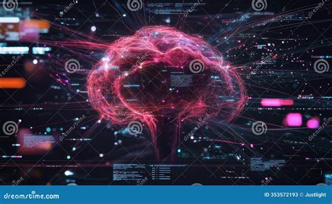 Artificial Intelligence Processing Data in a Digital Brain Network Stock Image - Image of ...