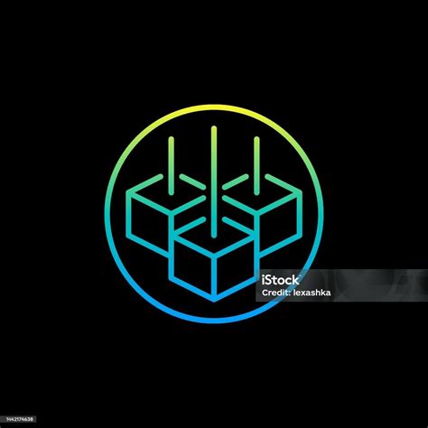 Circle With Blockchain Outline Vector Colorful Icon Three Blocks Round Symbol Stock Illustration