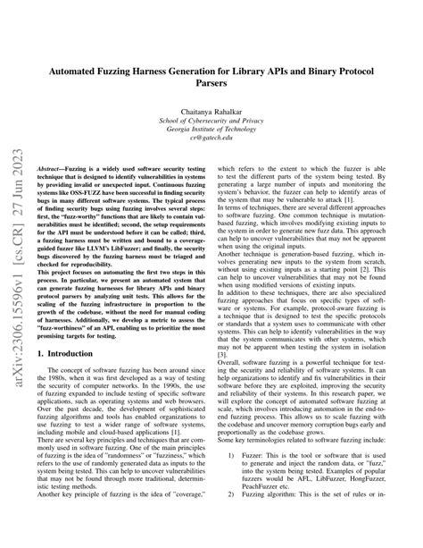 PDF Automated Fuzzing Harness Generation For Library APIs And Binary
