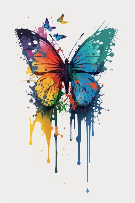 Bella Pintura Salpicadura Acuarela Abstracta Mariposa Sobre Fondo