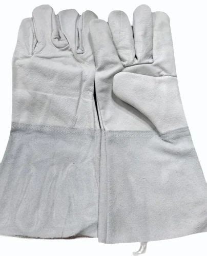 Unisex Chrome Leather Hand Gloves 14 Inch Finger Type Full Fingered