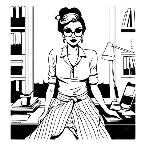 Premium Vector Vector Illustration Of A Business Woman In Office With