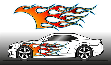 불타는 타이어와 불꽃 자동차 데칼 비닐 스티커 경주 용 자동차 부족 화재 불꽃 벡터 아트 그래픽 교통수단에 대한 스톡 벡터 아트 및 기타 이미지 Istock