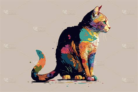 彩色猫矢量图解