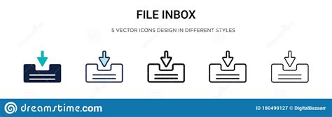 File Inbox Icon In Filled Thin Line Outline And Stroke Style Vector Illustration Of Two