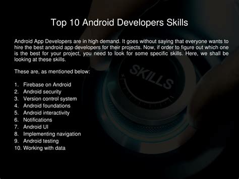 PPT Top 10 Android Developers Skills To Look For Before Hiring PowerPoint Presentation ID