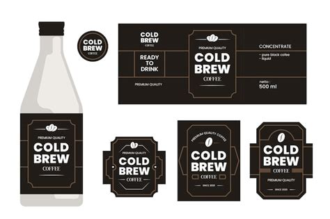 Free Vector Cold Brew Coffee Labels Set