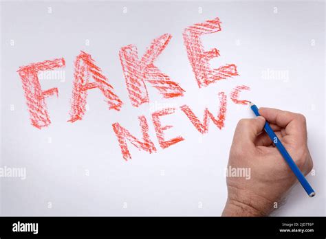 Lettering Fake News Inscription Fake News Is Red Drawn With A Blue