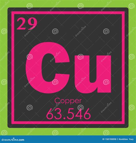 Copper Element Periodic Table Vector Illustration Stock Vector