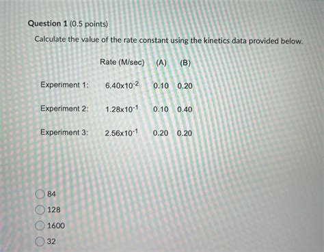 Solved Calculate The Value Of The Rate Constant Using The Chegg Com