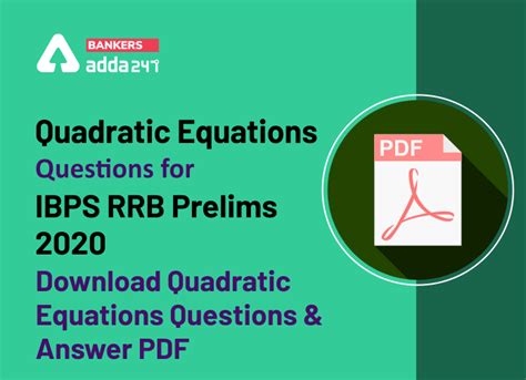 Quadratic Equations Questions For Ibps Rrb Prelims 2020 Download