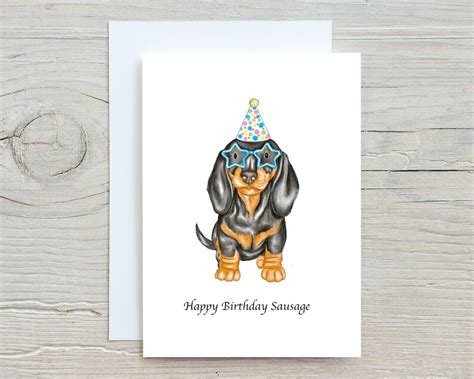 Sausage Dog Birthday Card Happy Birthday Birthday Card Cute Cards