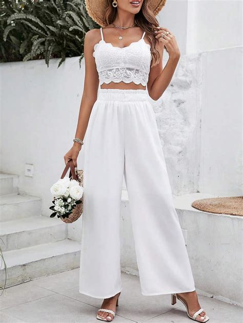 Shein Vcay Paperbag Waist Wide Leg Pants Shein Usa