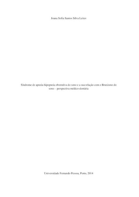 PDF Síndrome de apneia hipopneia obstrutiva do sono e a sua