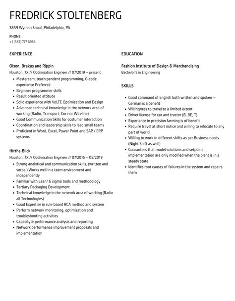 Optimization Engineer Resume Samples Velvet Jobs