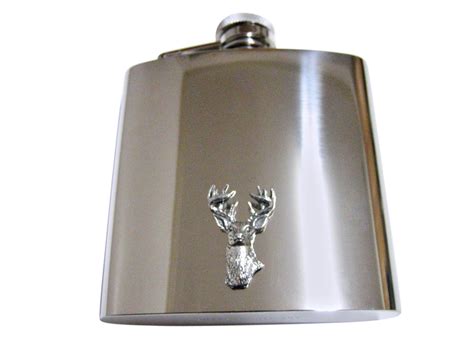 White Tailed Stag Deer Head 6 Oz Stainless Steel Flask Stag Deer
