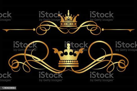 골드 서예 요소 세트 장식 장식 패턴 은 디자인 로얄 스타일 빈티지 클로즈업 벡터 그래픽을위한 검은 배경에 장식 장식 패턴 검은색에 대한 스톡 벡터 아트 및 기타 이미지