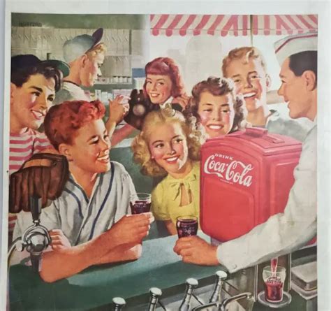1955 Coca Cola Soda Coke Sexy Woman Man Drink Refreshing Vintage Print