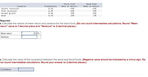Solved Required Calculate The Values Of Mean Return And