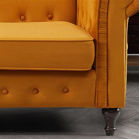 Pelham 3 Seater Orange Velvet Sofa Wilko