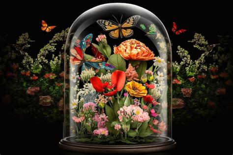 Premium Photo A Beautiful Glass Flask With Fresh Flowers Inside And A