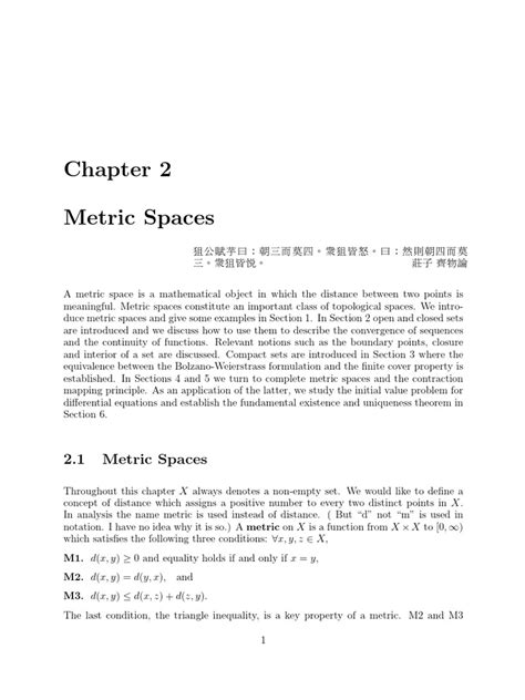 Metric Spaces Pdf Compact Space Metric Space