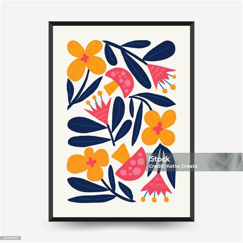 추상 꽃 포스터 템플릿입니다 모던한 트렌디한 마티스 미니멀 스타일 핑크와 블루 색상 벽지 벽 장식 인쇄 엽서 표지 템플릿 배너를