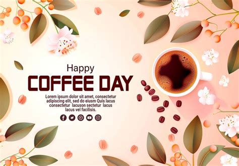 Happy International Coffee Day Poster Design Premium Ai Generated Psd