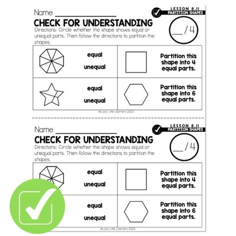 Lucky To Learn Math Partitioning Shapes Lesson 811 Check For Understanding Lucky Little