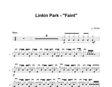 Linkin Park Faint架子鼓谱爵士鼓曲谱 老虎不说谎制谱 318曲谱