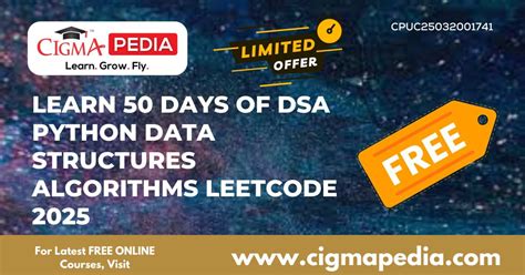 Learn Days Of Dsa Python Data Structures Algorithms Leetcode Free Udemy Course Cigma