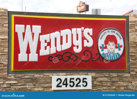 Wendy`s Fast Food Restaurant Sign Editorial Image Image Of