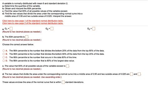 Solved A Variable Is Normally Distributed With A Mean Of 6 And A