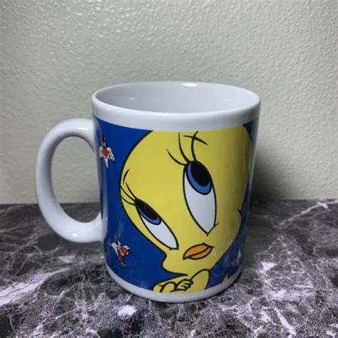 1998 VINTAGE TWEETY Bird Sylvester Looney Tunes Warner Bros Tazza da caffè bella EUR 20 24