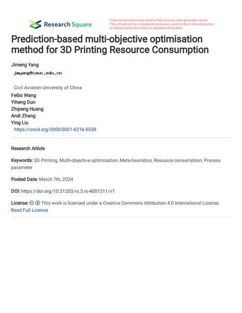 Pdf Prediction Based Multi Objective Optimisation Method For 3d