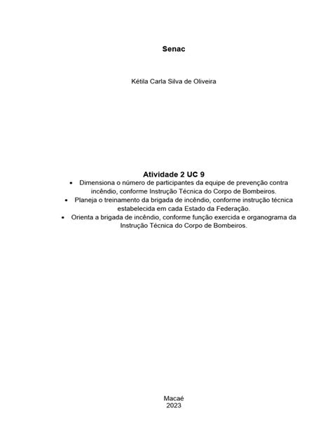 Atividade 2 Uc9 Tst Download Grátis Pdf Primeiros Socorros Brigada
