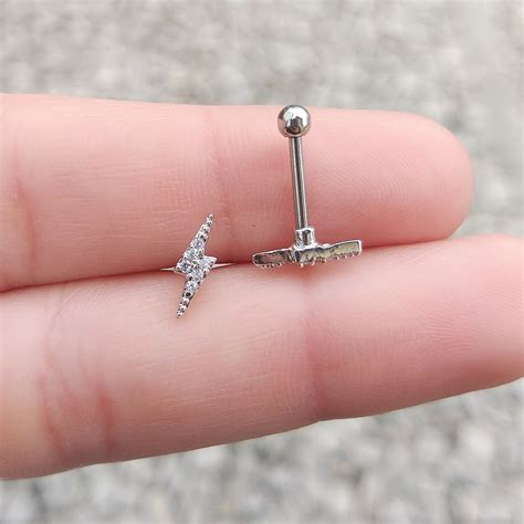 Piercing Raio Cravejado Folheado SegundoFuro