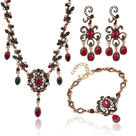 Fashion-Turkish-Statement-Pendant-Necklace-Sets-Luxury-Vintage-Flower ...