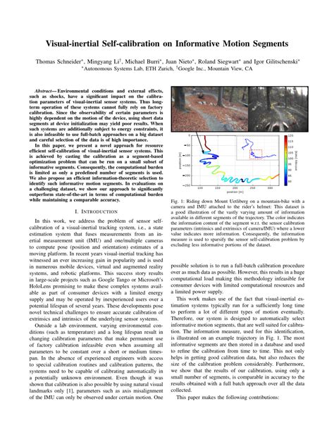 Pdf Visual Inertial Self Calibration On Informative Motion Segments