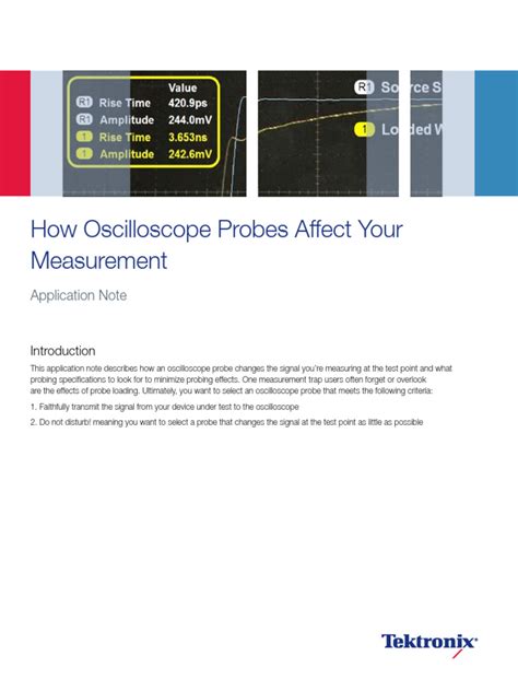 How Oscilloscope Probes Affect Your Measurement Application Note Pdf Electricity