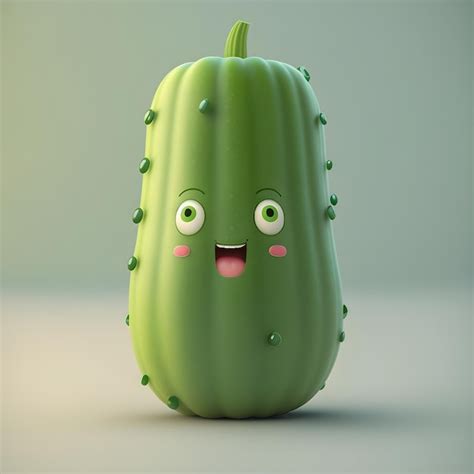 Premium Photo Funny Kawaii Cucumber Illustration