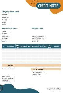 Free Credit Note Format Credit Note Templates