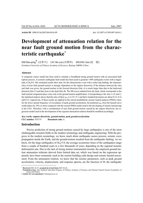 Pdf Development Of Attenuation Relation For The Near Fault Ground