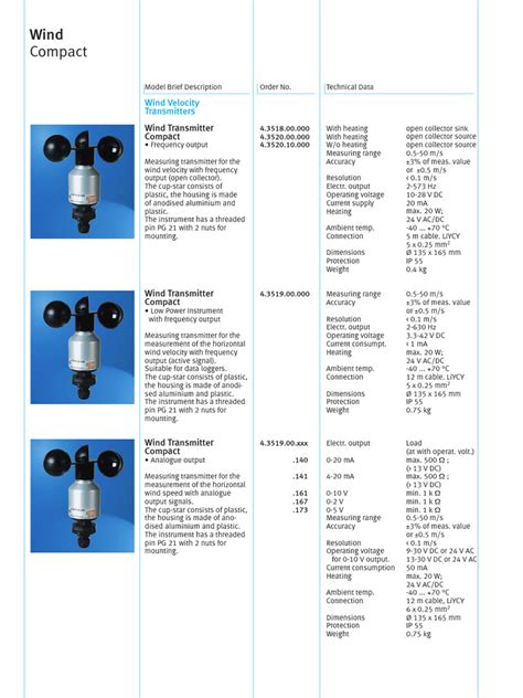 Thiescompactanemometertypeoverview Pdf Wind Speed Computer
