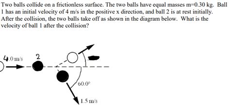 Solved Two Balls Collide On A Frictionless Surface The Two Chegg