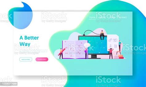 information coding landing page template tiny characters at huge